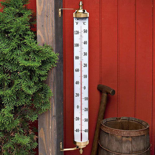 24-inch Outdoor Thermometer with Brass Finials